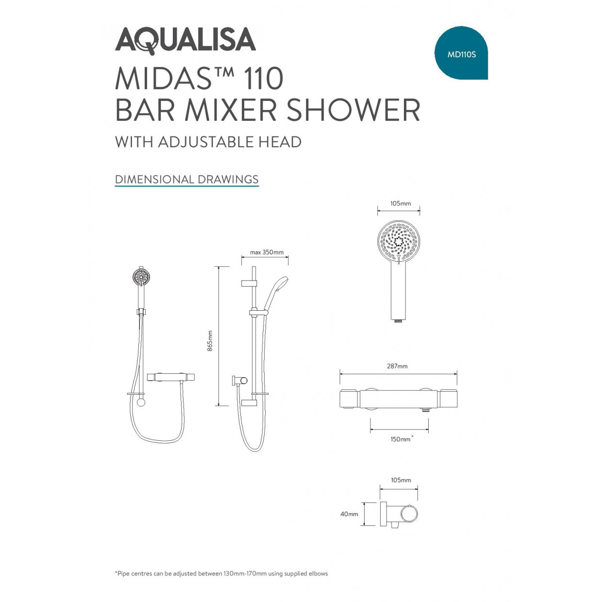 Tap-in - Aqualisa Midas 110 Shower Column Mixer - Chrome