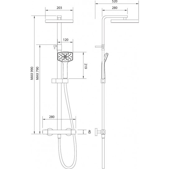 Tap-in - Methven Waipori Cool Touch Bar Shower Valve & Riser Shower